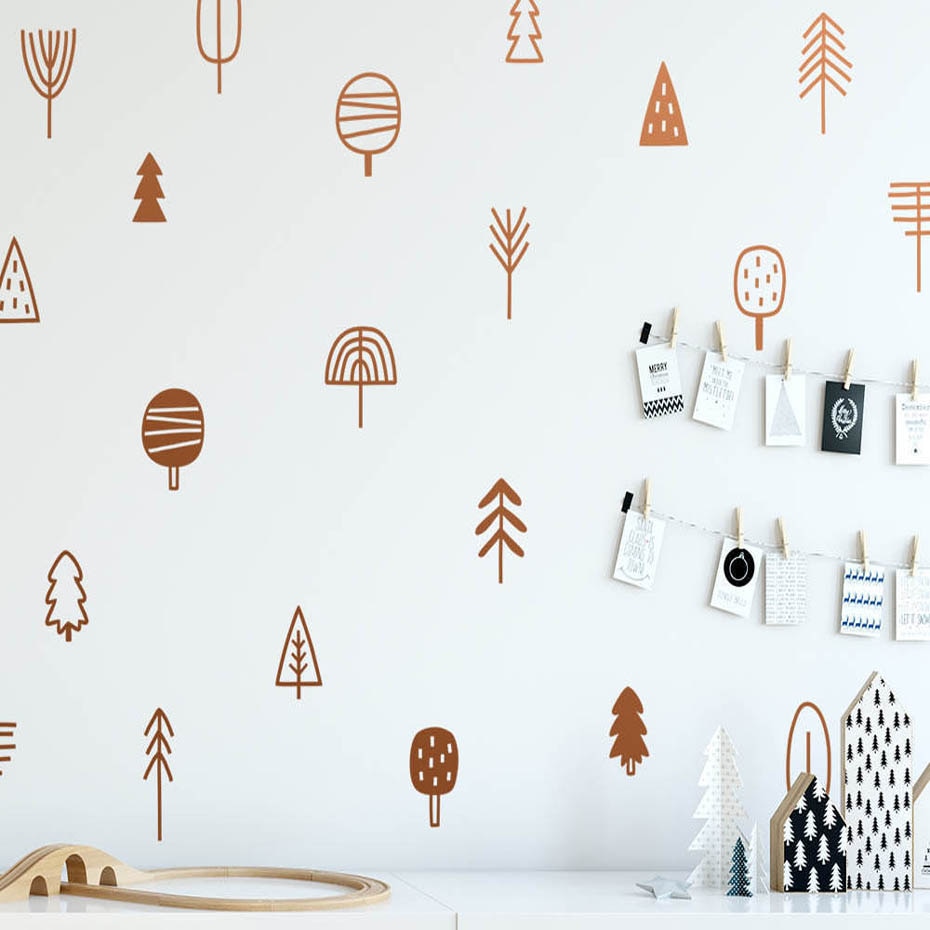 Woodland Trees Boho Wall Stickers Decals PVC Remov... – Grandado