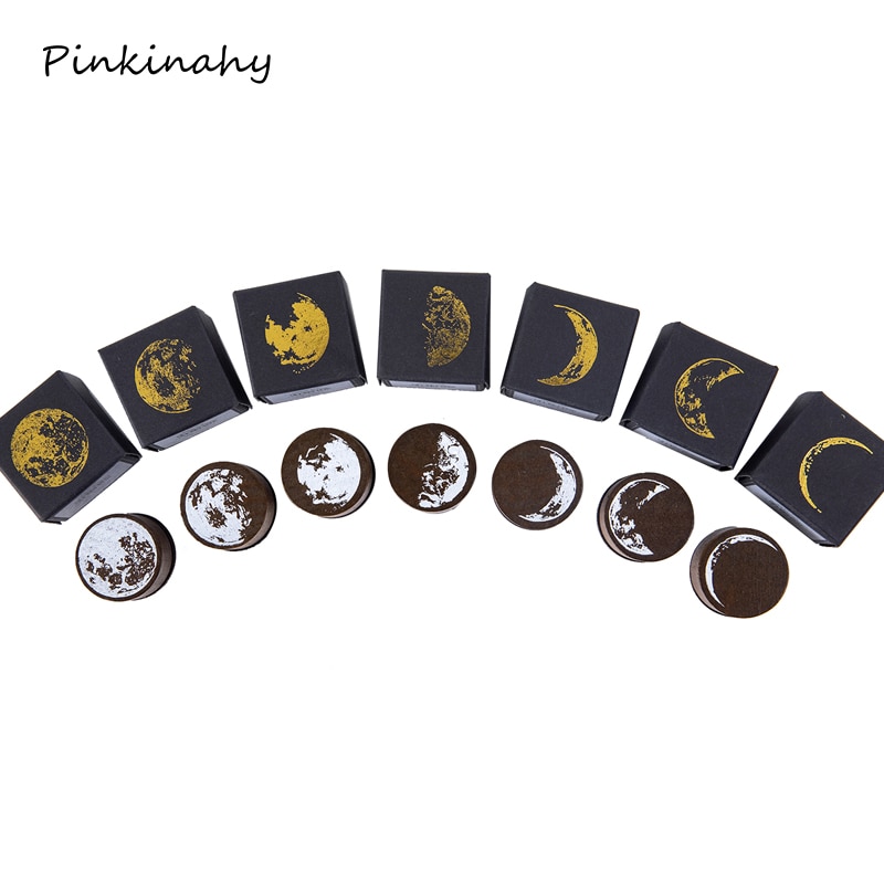 Vintage Phases Of The Moon Planet Round Seal DIY W... – Grandado