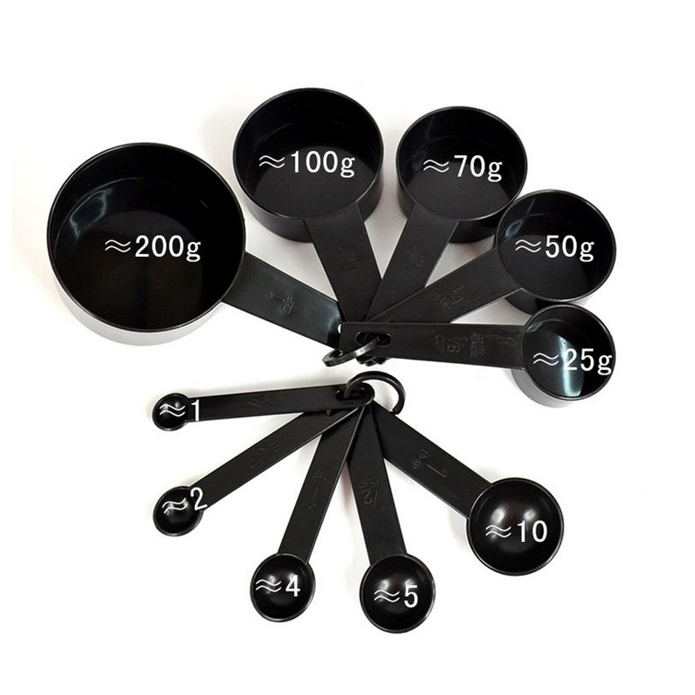10 Pcs Set Spoon Black Plastic Measure Spoons Cutl... – Grandado