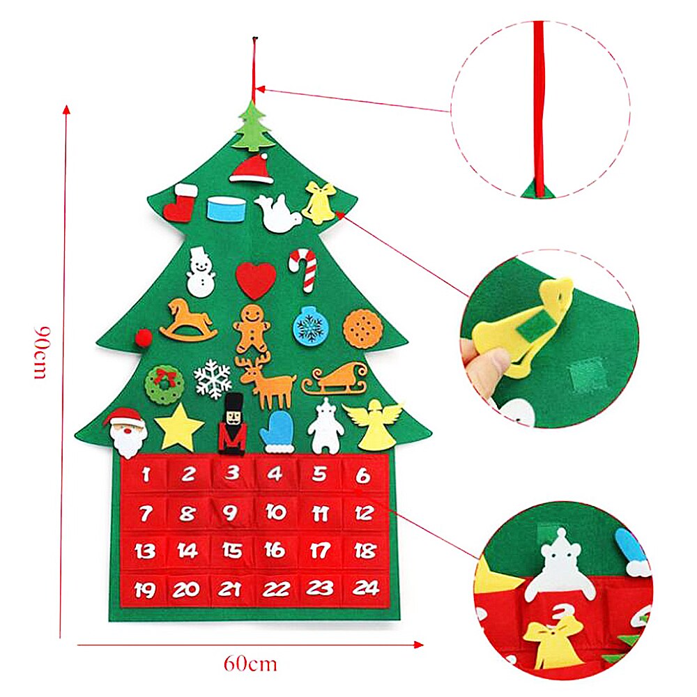 Felt DIY Christmas Tree Advent Calendar Birthday A... – Grandado Felt DIY Christmas Tree Advent Calendar Birthday A... – Grandado