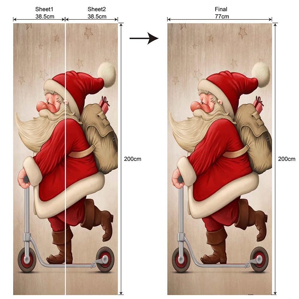 Wallpapers Santa Claus Car Pattern Door Sticker Xm... – Vicedeal
