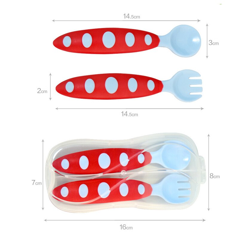 Baby Bestek Set Veilig Baby Lepel + Vork Anti-Slip... – Grandado