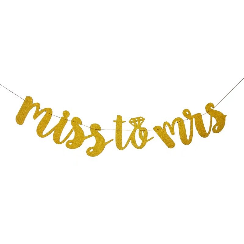 1set Gold Glittery Letters MISS TO MRS banner, mis... – Grandado