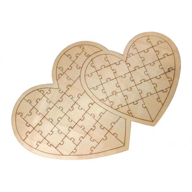 Double Heart Shaped Puzzle Jigsaw Guest Book Weddi... – Grandado