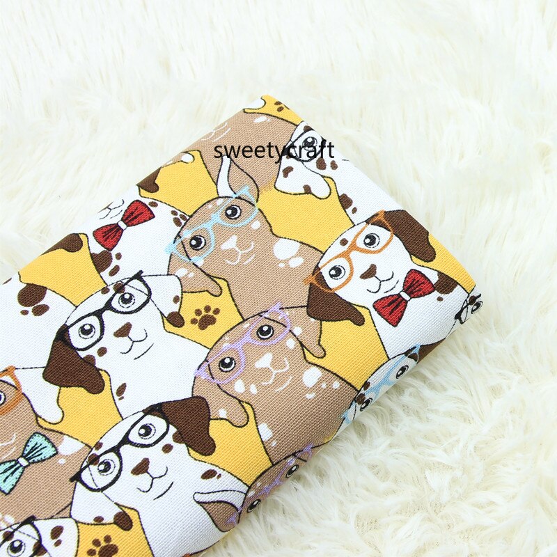 110x45cm Cartoon Dog Prints Thick Cotton Linen Fab... – Vicedeal