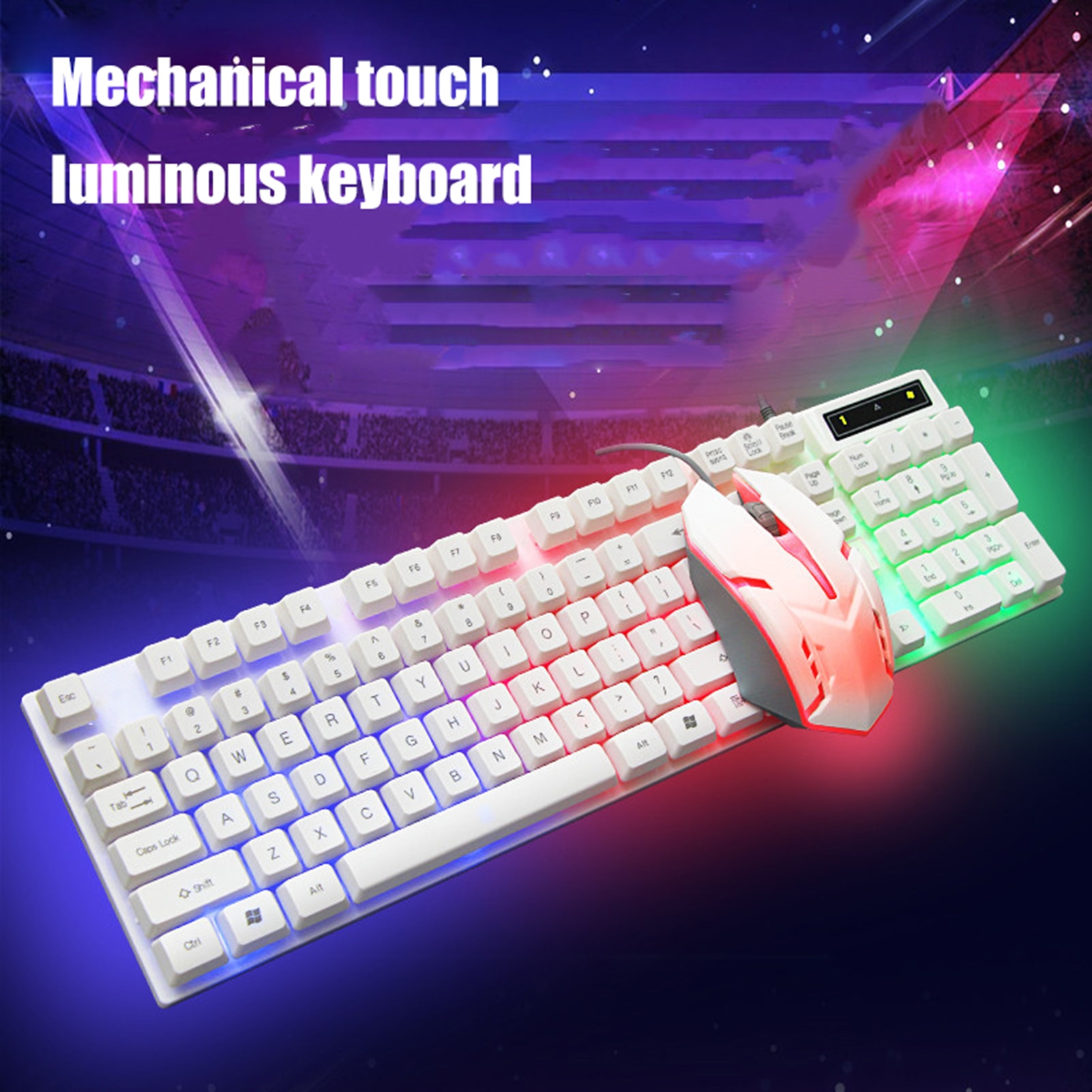104 Keys ABS Luminous Wired Gaming Keyboard Mouse ... – Vicedeal