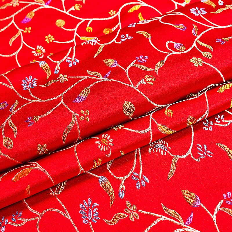 Imitation silk flower pattern brocade jacquard fab... – Vicedeal