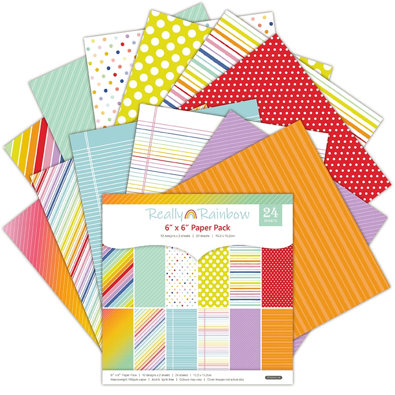 24 sheets 6"X6"the Really Rainbow Patter... – Grandado