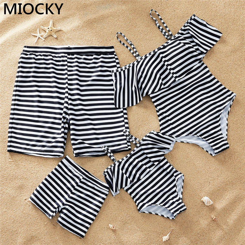 Familie Badpakken Classic Gestreepte Off Schouder ... – Grandado