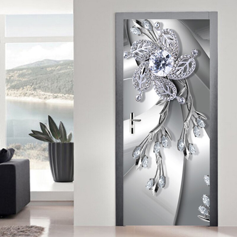 Modern 3D Metal Texture Diamond Flower Door Sticke... – Vicedeal