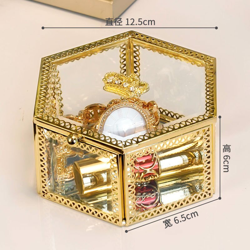 Nordic Gold Grid Glass Storage Box Luxury Modern C... – Grandado