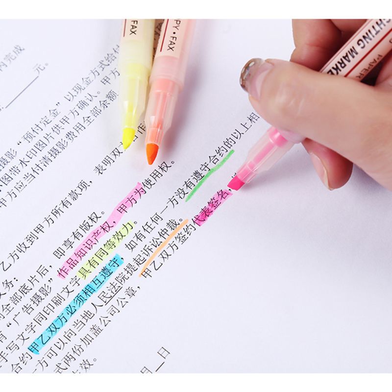 6 Color Dual Double Headed Highlighter Pen Fluores... – Grandado