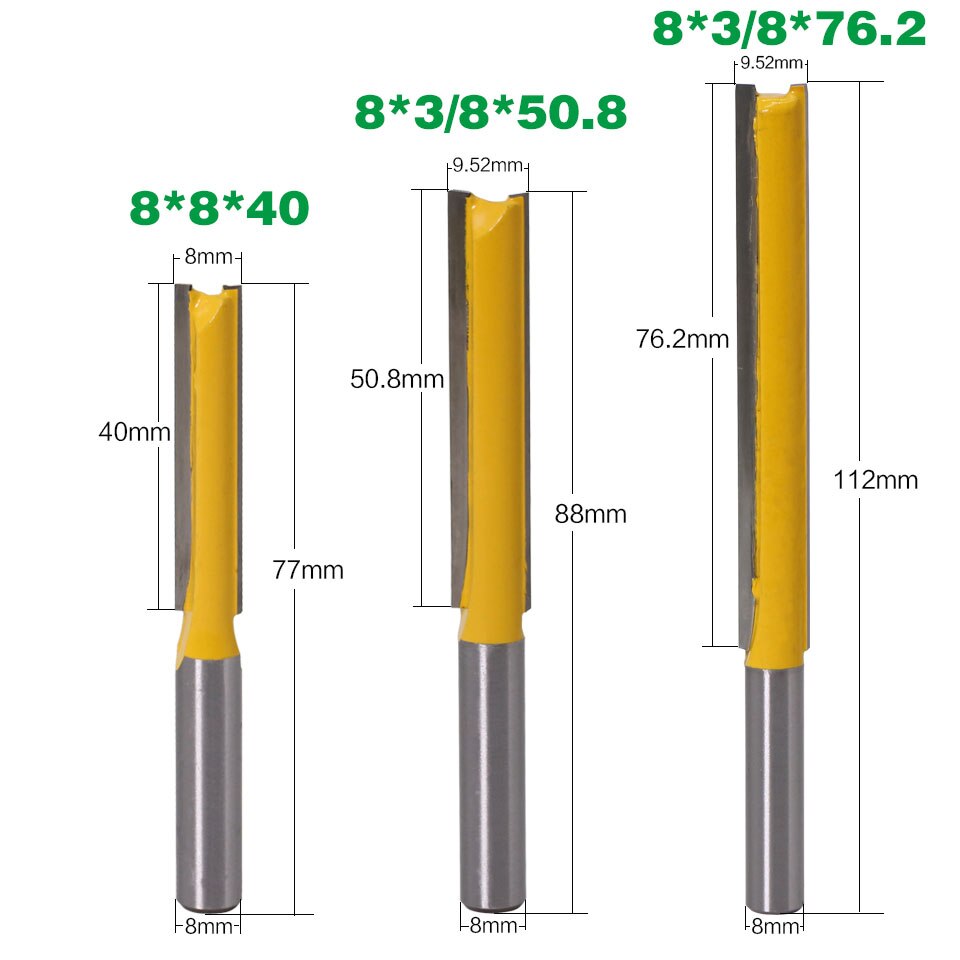 1pc 8mm Shank Straight/Dado Wood Router Bit Tungst... – Grandado
