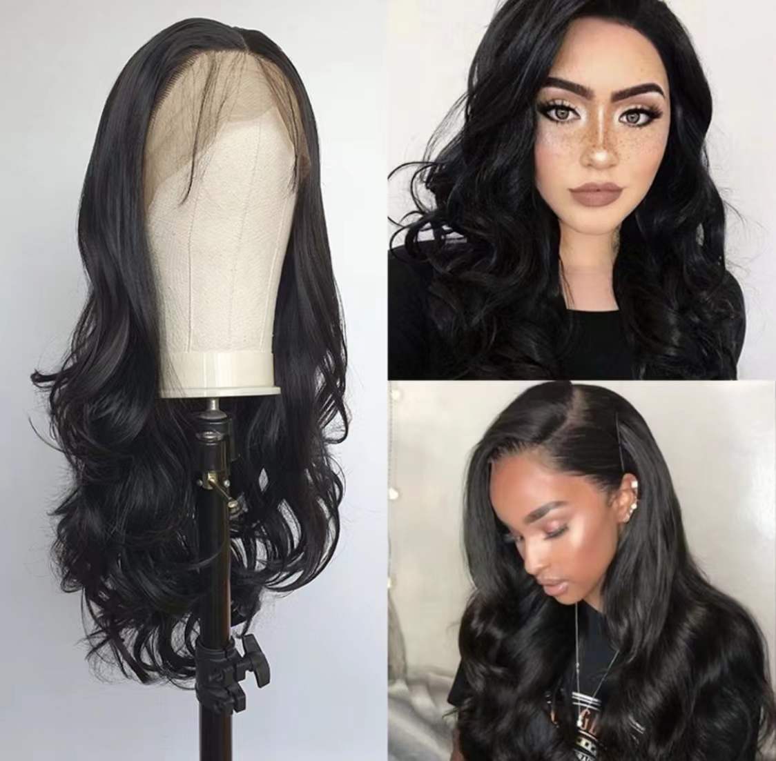 Svipwig Long Black Natural Wavy Free Part Lace Wig... – Vicedeal
