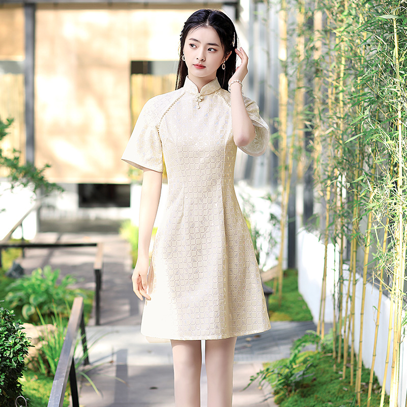 FZSLCYIYI Traditional Mandarin Collar Short Sleeve... – Vicedeal