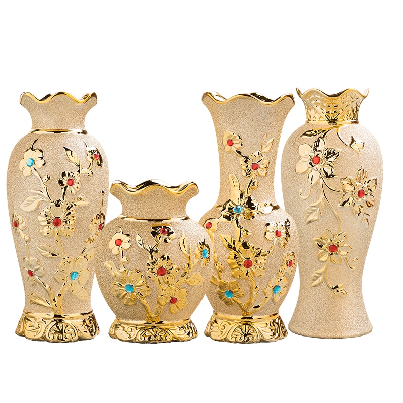 Europe Gold Ceramic Vase Home Decor Porcelain Deco... – Vicedeal