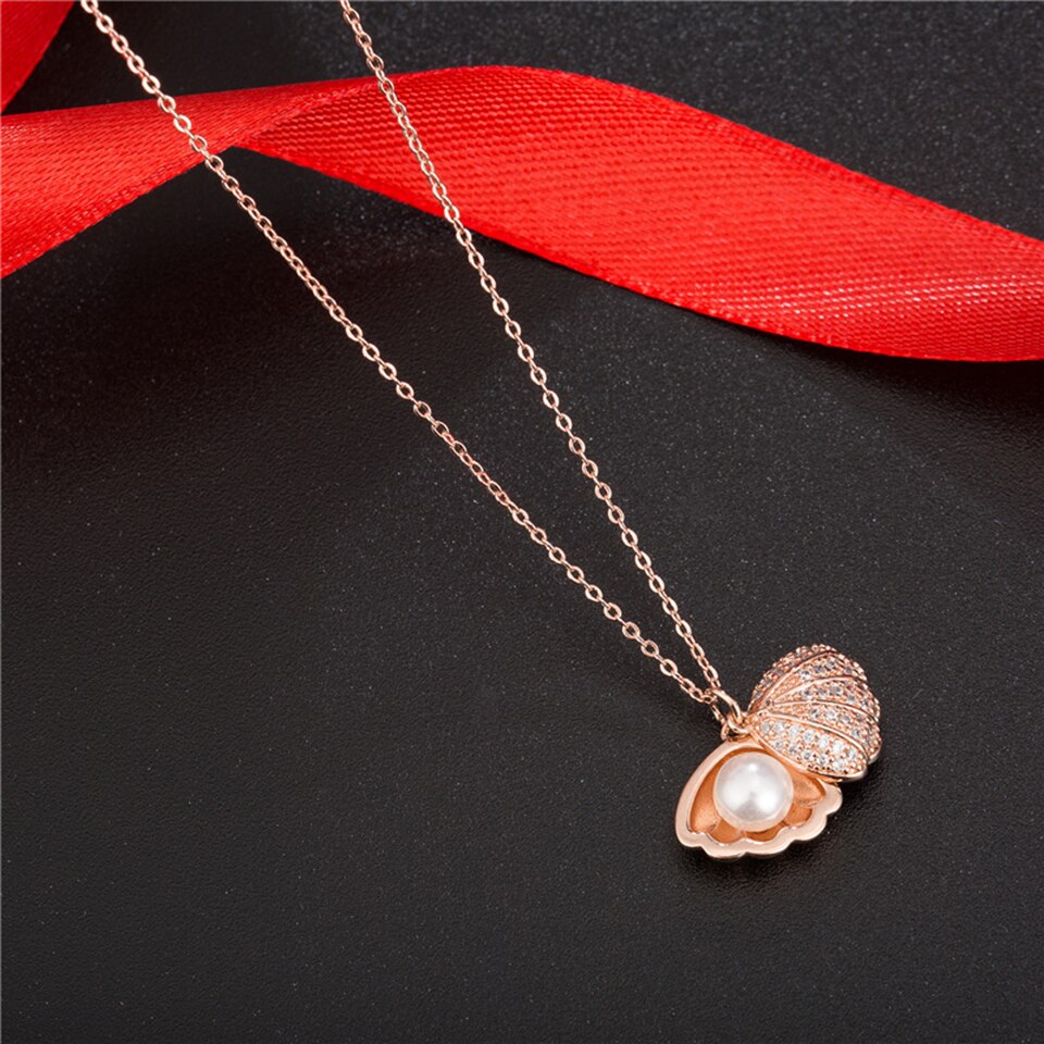 Peael Shell Hanger Ketting Rose Goud Kleur Titaniu... – Vicedeal