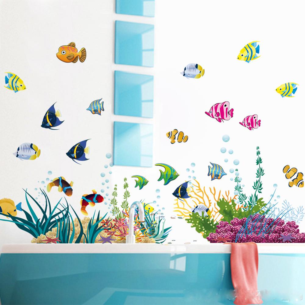 Cartoon Undersea colored fish Wall Sticker kids ro... – Grandado
