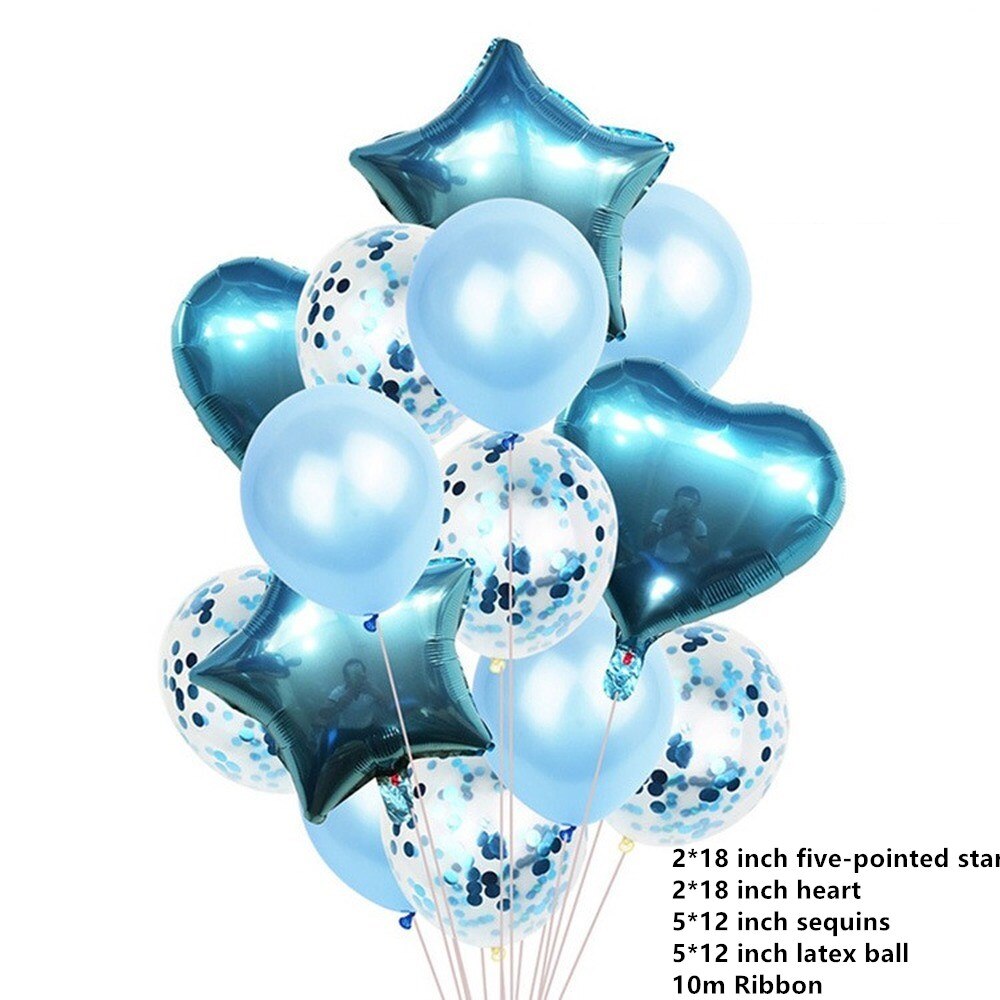14 st metalliska ballonger hjärta stjärna guld fol... – Grandado