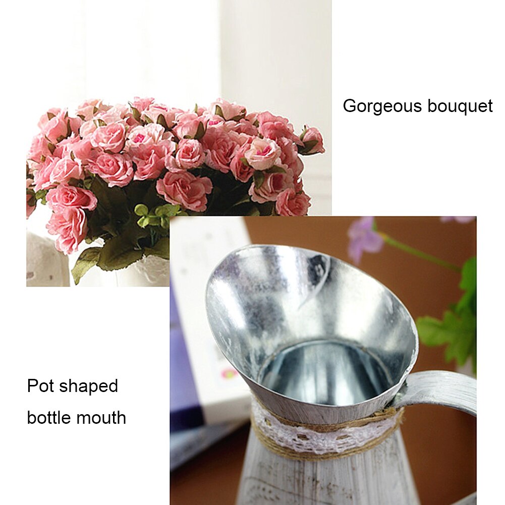 Shabby Chic Metal Pitcher Flower Vase White Vintag... – Grandado