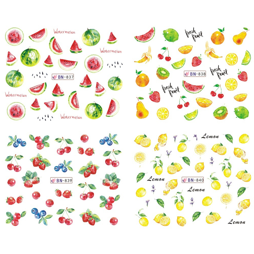 12 Designs Nail Art Sticker Slider Water Decals Su... – Grandado