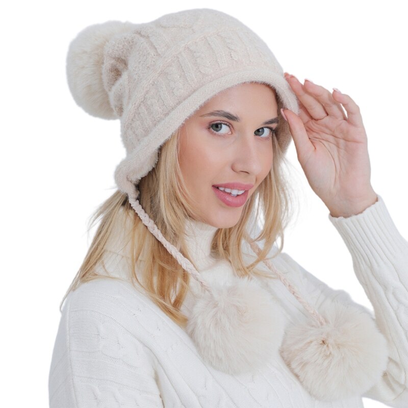 Women Winter Plush Lining Thick Cable Knit Cute Po... – Vicedeal