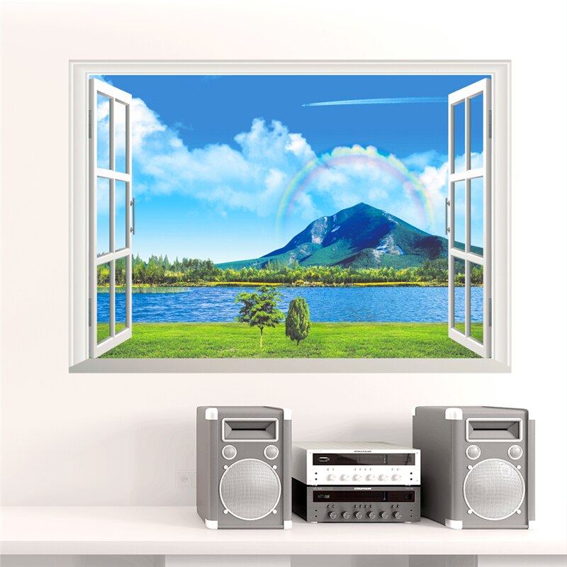 natural rainbow sea mountain view scenery wall sti... – Grandado