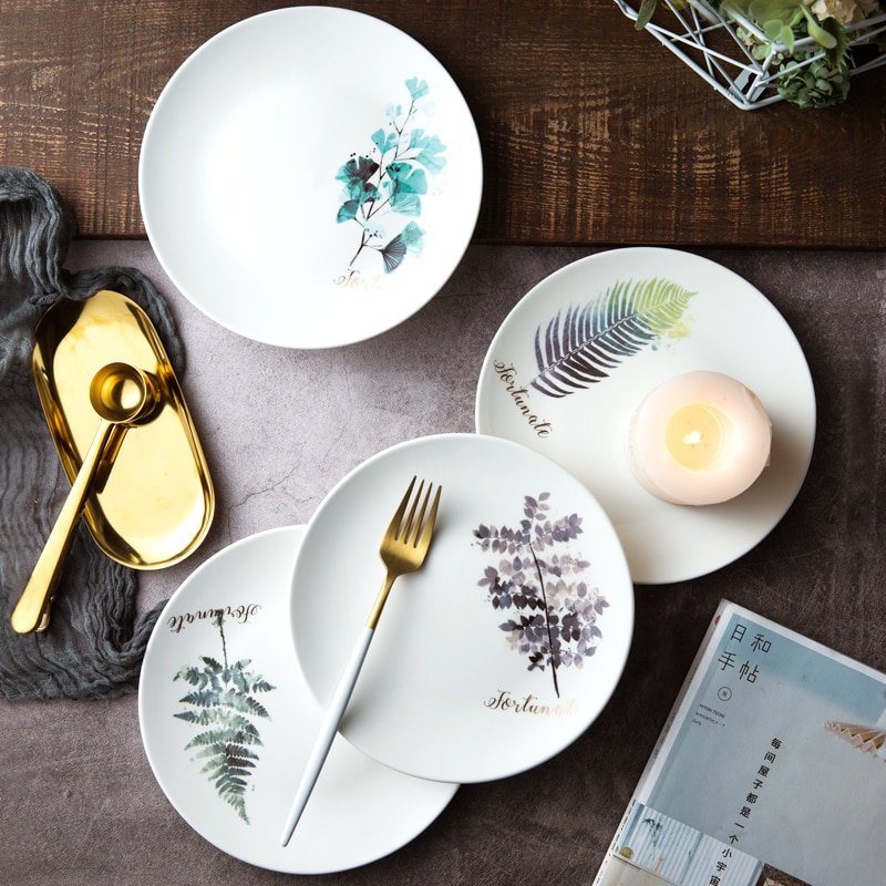 Nordic style flat plate shallow plate online celeb... – Grandado
