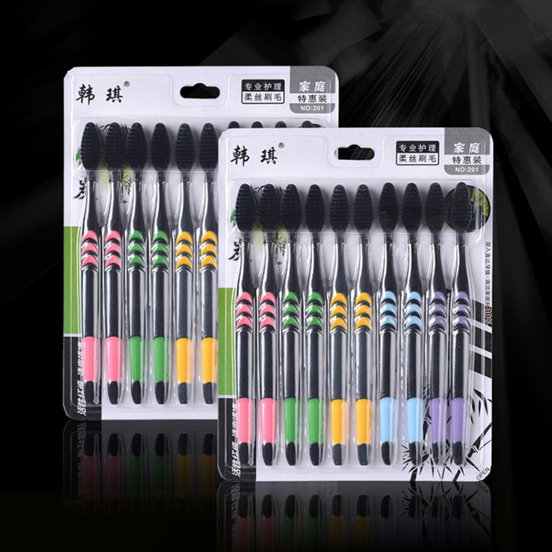 4/10 Pcs Black Long Handle Toothbrush Bamboo Charc... – Vicedeal