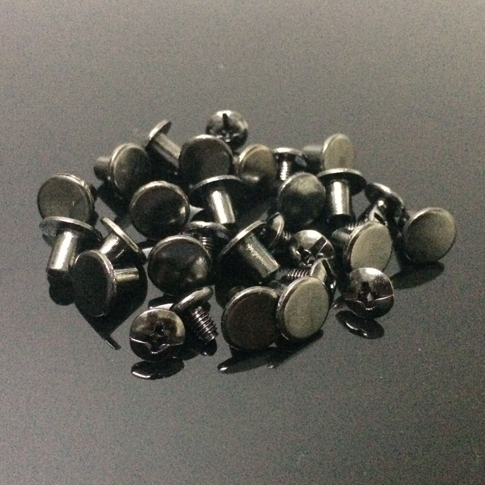 100Sets 8X7MM Black Round Flat Spikes Metal Studs ... – Grandado