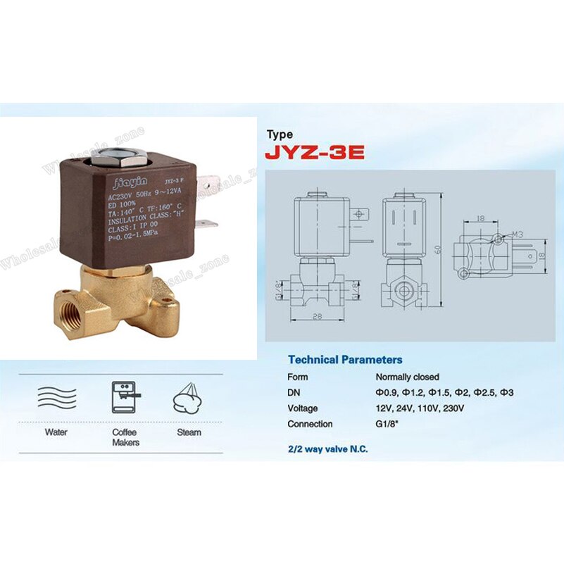 Jiayin JYZ-3 3mm N/C 2/2 Way AC 230V G1/8" Br... – Grandado