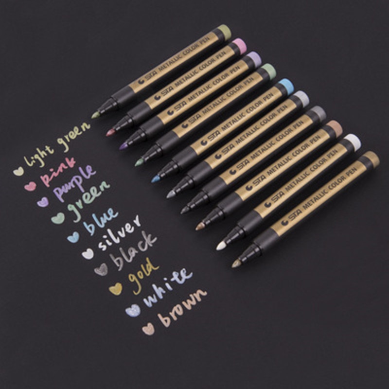 10PCS Lot Metallic Marker Malerei Stifte Für Papie... – Vicedeal