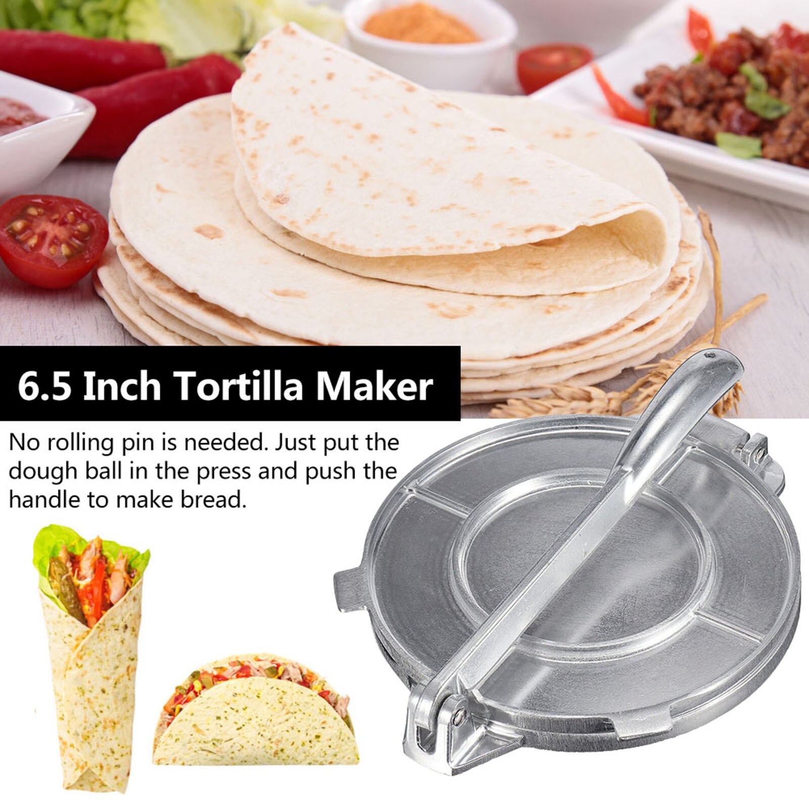 6.5 Inch Tortilla Maker Press Pan Heavy Restaurant... – Grandado