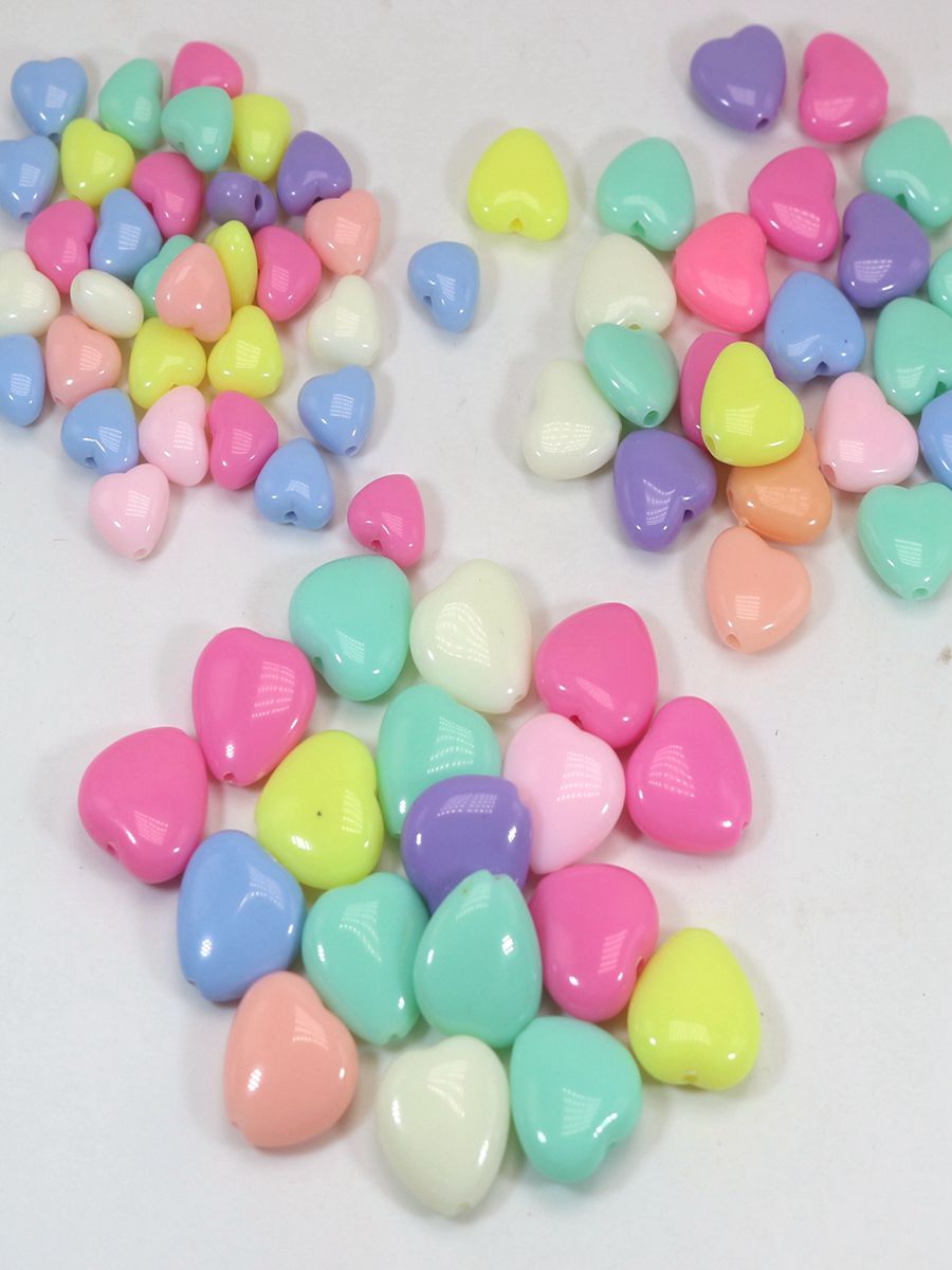 Mixed Pastel Color Acrylic Cute Love Heart Beads C... – Vicedeal