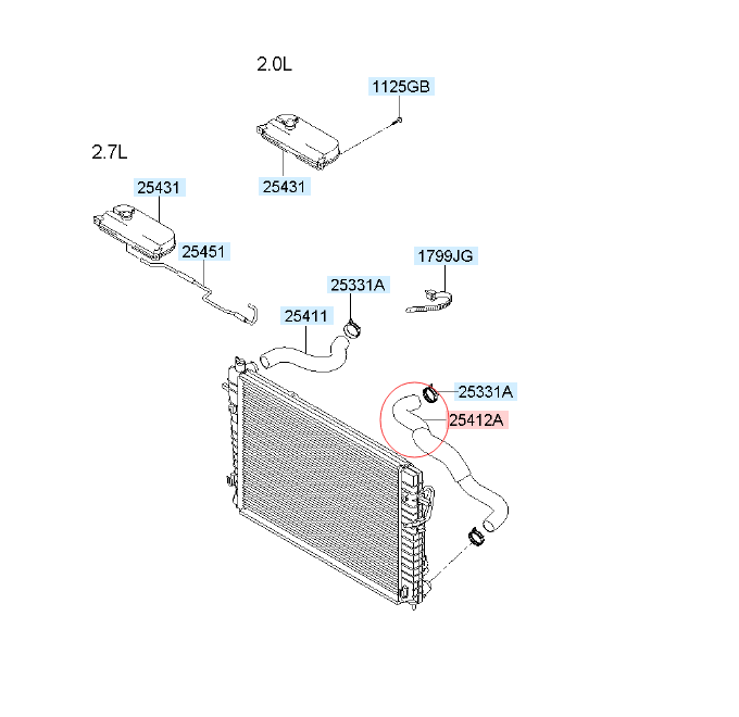 GENUINE Radiator Hose Lower 2005 for HYUNDAI Tucso... – Grandado