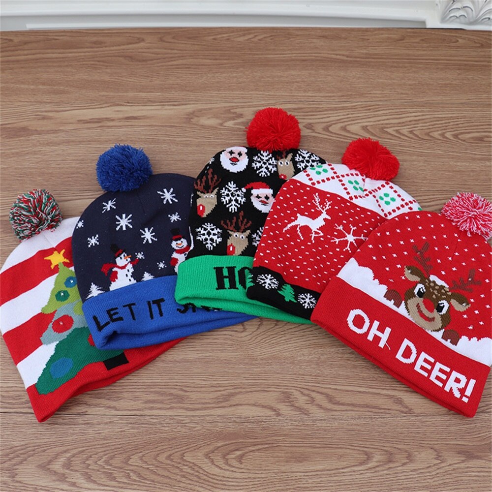 Warm Knit Kerst Hoed Kerst Kleurrijke Gloed Grappi... – Vicedeal
