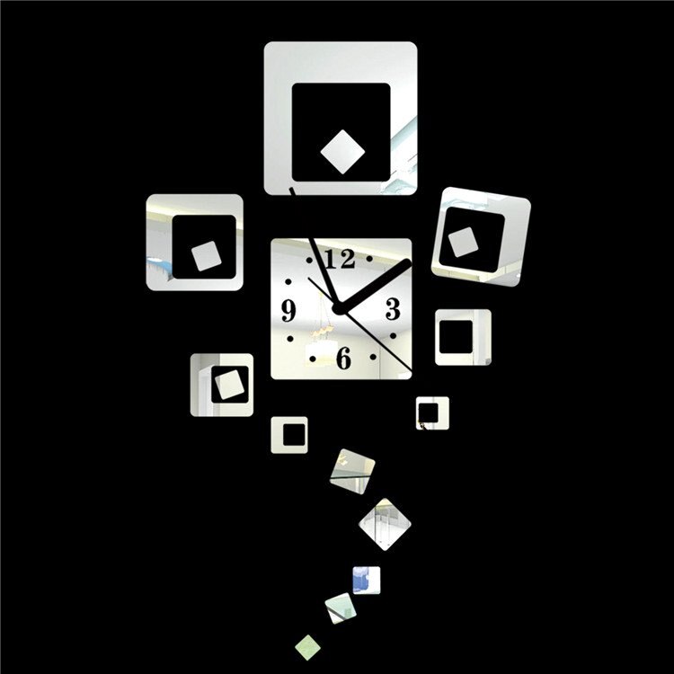 Acrylic square wall mirror clock sticker for livin... – Grandado