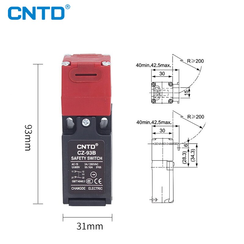 CNTD Limit Switch K1 K2 K3 CZ-93C (1NO1NC) Safety ... – Grandado