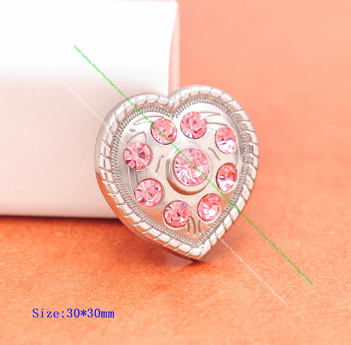 10X Western Pink Rhinestone Crystal Love Heart Flo... – Grandado