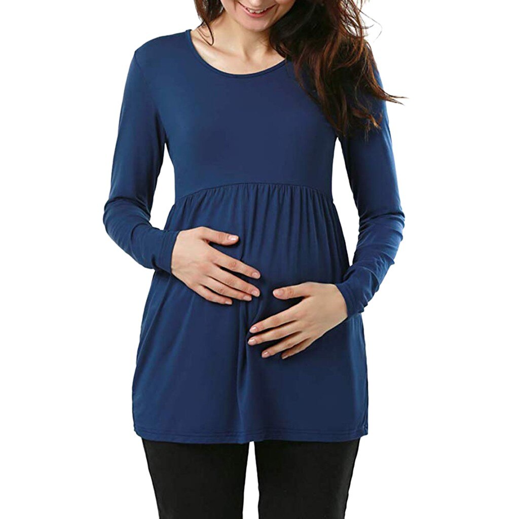 Women Maternity Pregnancy Shirt Ruched Solid Tops ... – Grandado