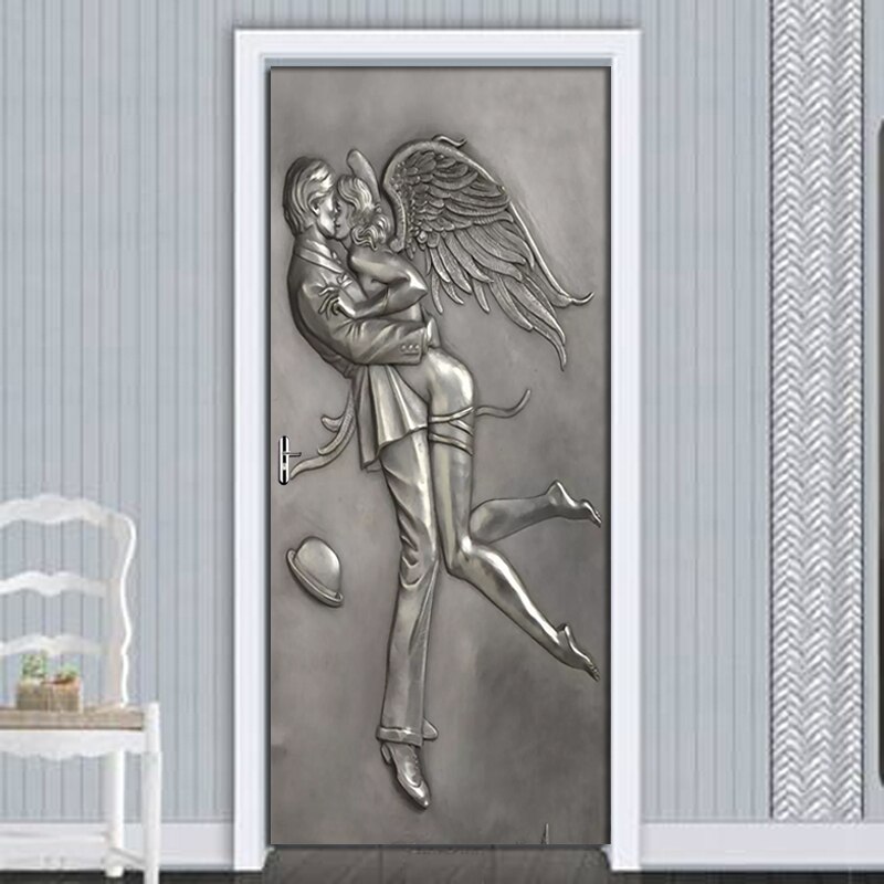Embossed Couple Angel Door Sticker Bedroom Door De... – Grandado