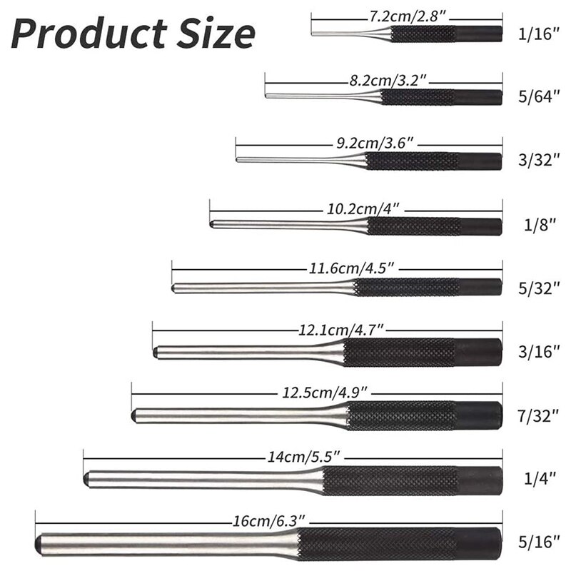 Roll Pin Punch Set with Storage Pouch, 9 Piece Ste... – Vicedeal