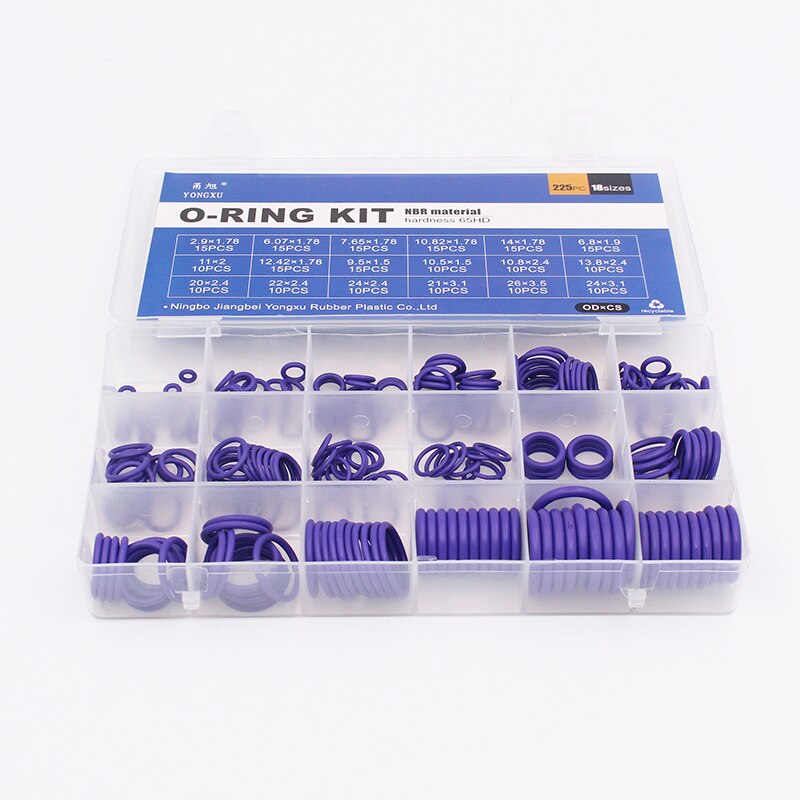 225Pcs 18 Maten O Ringen Rubber O Ring Seal Paars ... – Grandado