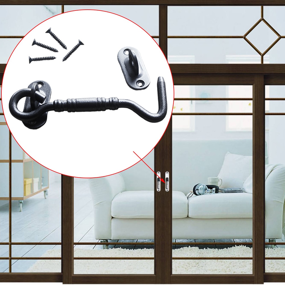 1 Set Eye Latch Lock American Barn Door Window Cabin Hook Brace Catch ...