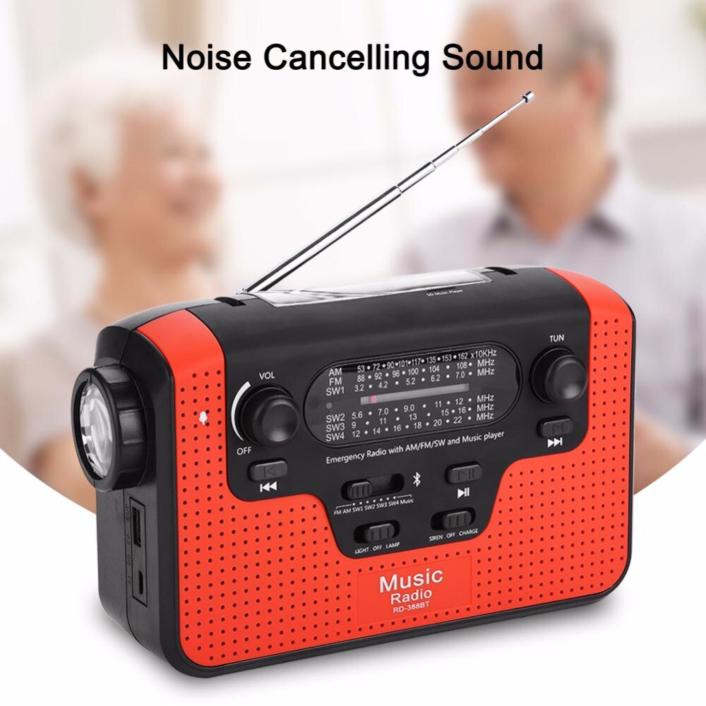 RD-388 FM/AM/SW Radio Solar Hand Crank Radio TF Mu... – Grandado