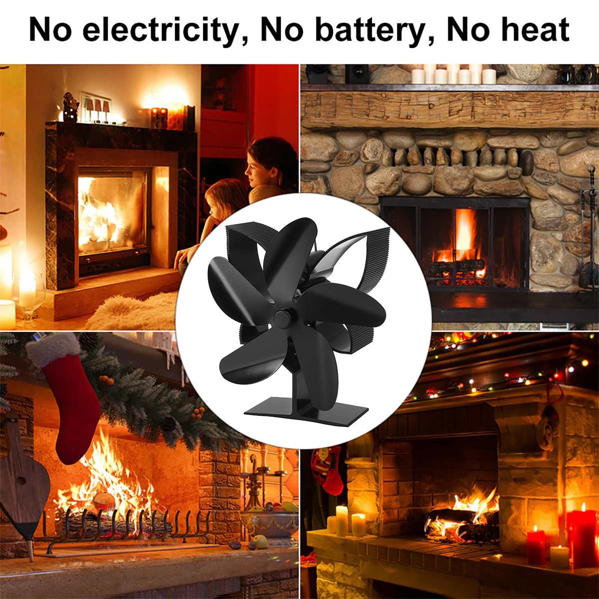 5 Blades Thermal Powered Fireplace Fan Eco Friendl... – Grandado