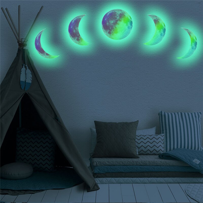Glow in The Dark Stickers Beautiful Moon Phase Lum... – Grandado