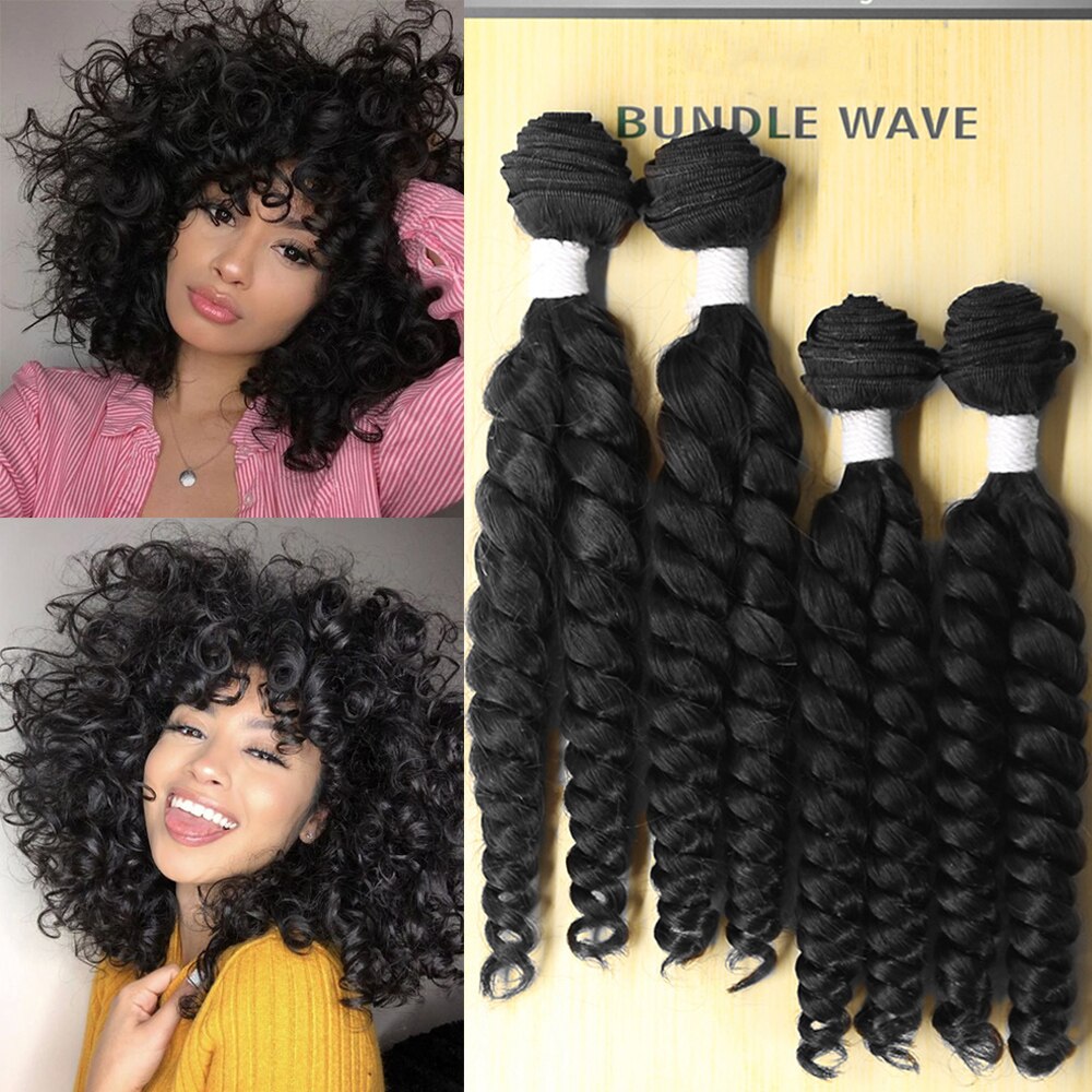 Funmi Curly Synthetic Hair Weaves 4 Bundles One Pa... – Grandado