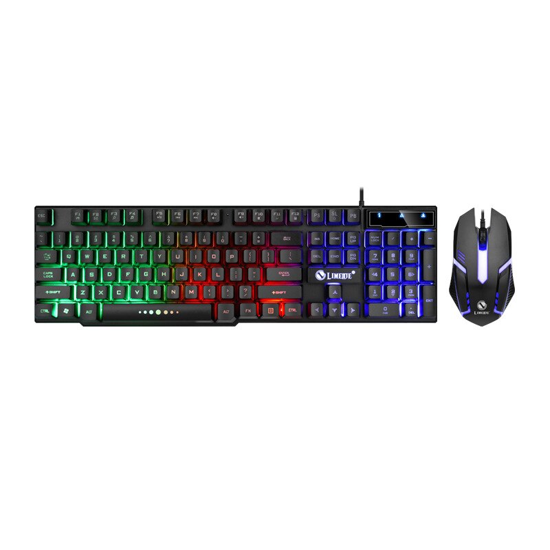 Usb Wired Gaming Keyboard Mouse Set Pc Rainbow Col Grandado