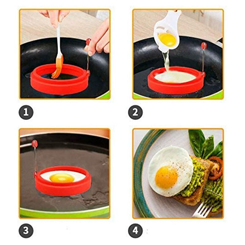 4-Piece Silicone Egg Ring, Food-Grade Egg Cooking ... – Vicedeal